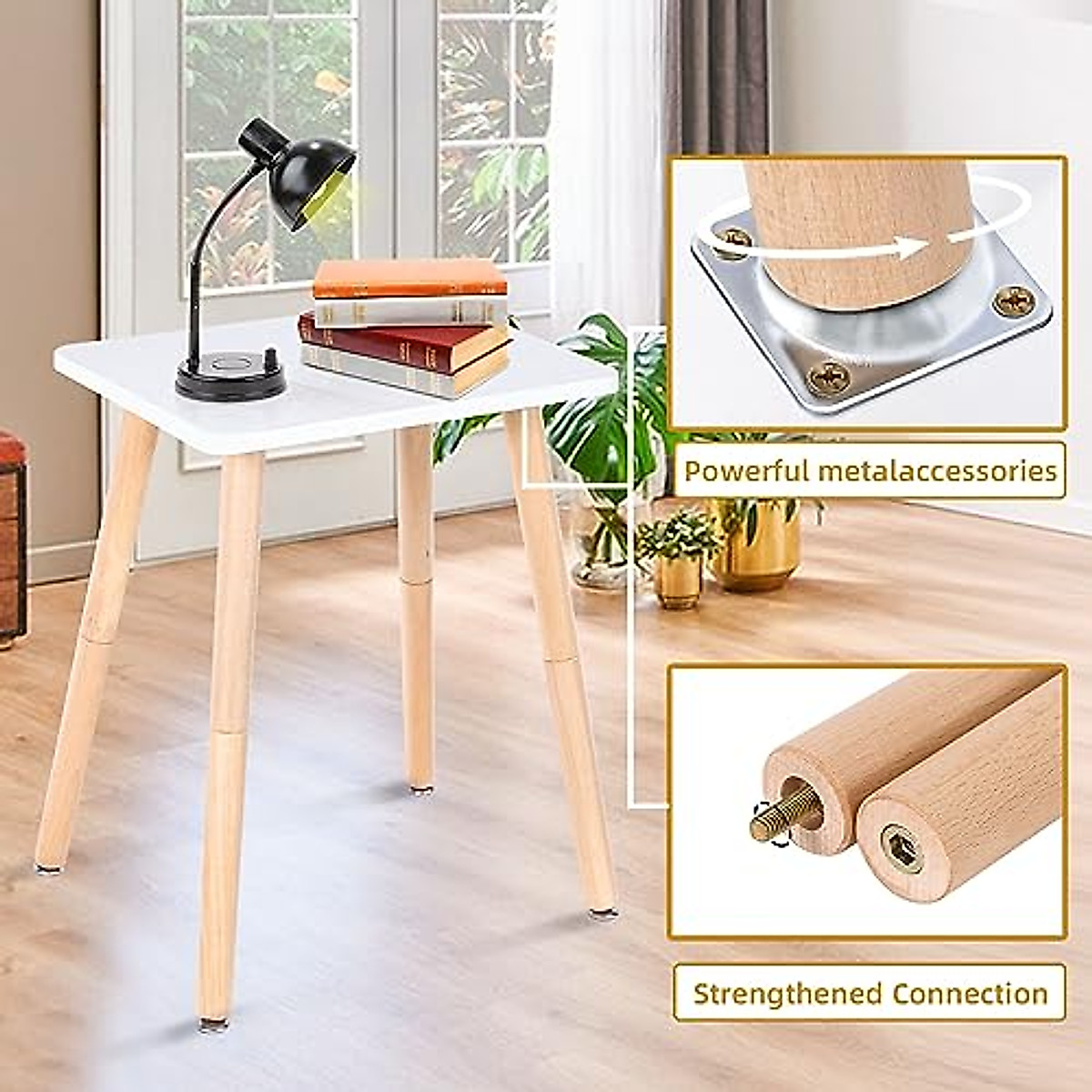 Yawinhe Side Table 2-Tier end Table,Nightstand with Storage Shelf,Modern Wooden Side Table Bedside Table,Suitable for Living Room, Bedroom, Balcony (First Floor/(1-Pack), White+Natural)