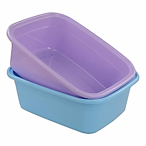 Obstnny 16 Quart Plastic Dish Pan, 16.5"x12.7"x6.7", Set of 2