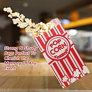 200 Pieces 1 OZ Popcorn Bags Classic Red & White Stripes Paper Popcorn Bags for Individual Servings Bulk Popcorn Bag for Carnival Themed Party, Movie Night, Birthday, Decorations (200)