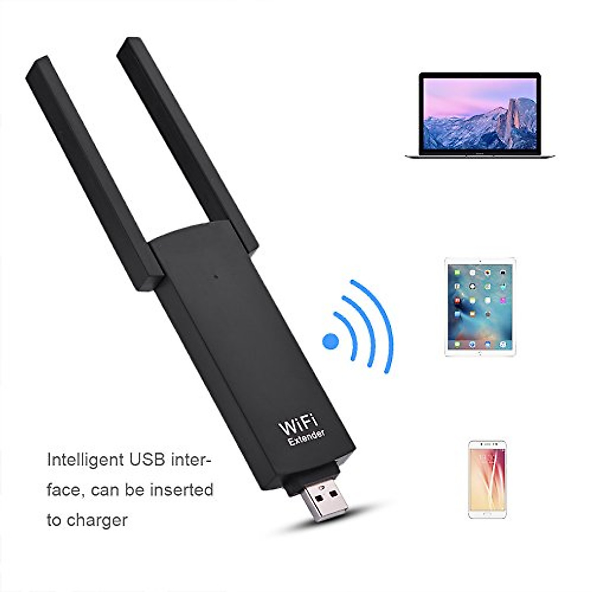 Portable 300M Dual Antenna USB WiFi Signal Range Extender Wireless Router Repeater Amplifier