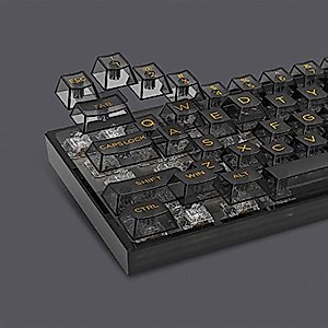 dagaladoo 140 Keys Black Clear Keycaps Full Set, Custom Cherry Profile Keyboard Keycaps, XVX Transparent PC Material Keycaps for 60% 65% 75% 100% Cherry Gateron Mx Switches Mechanical Keyboard