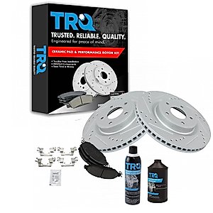 TRQ Front Ceramic Pads & Performance Rotors with Fluids for Nissan Infiniti New