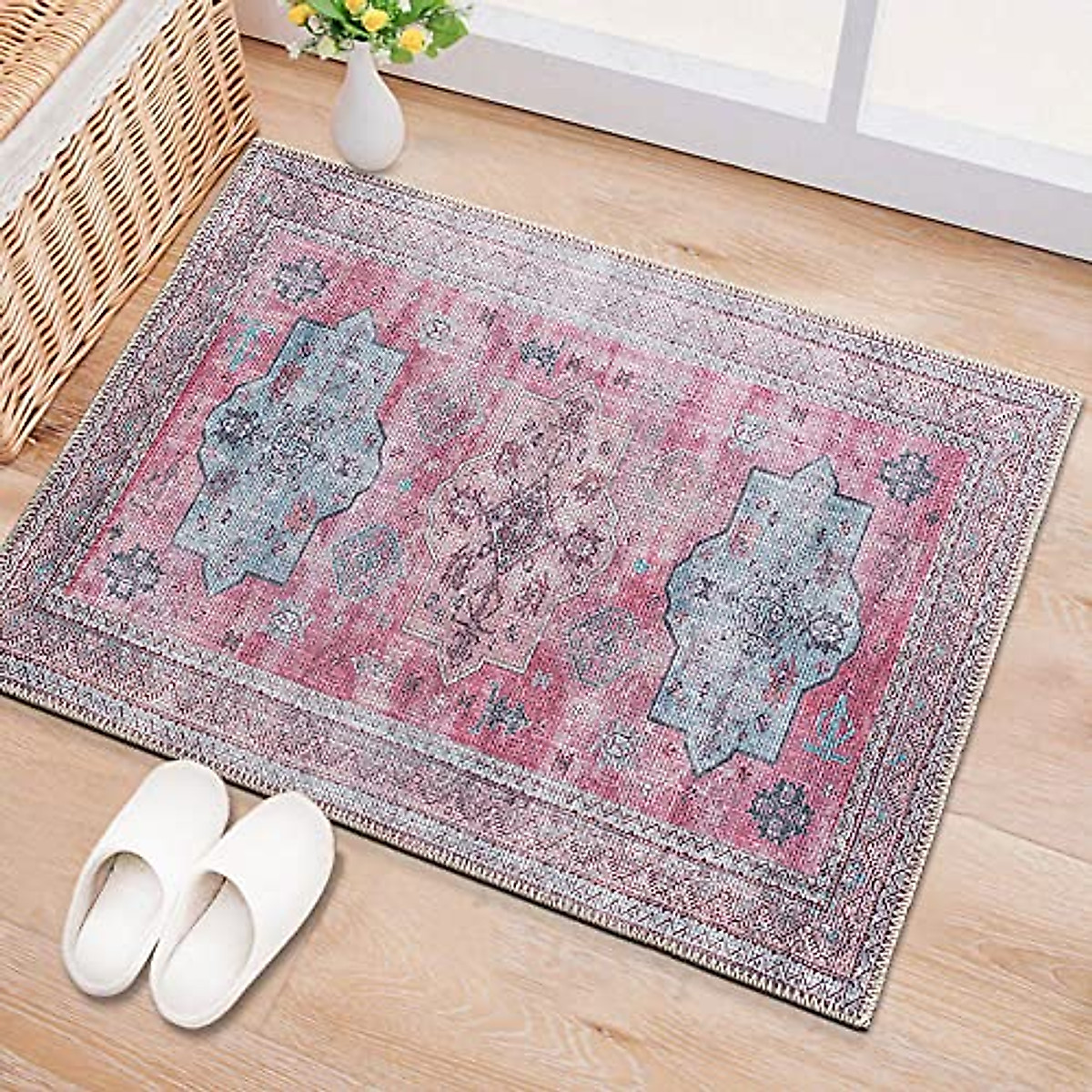 Rugshop Distressed Transitional Bohemian Stain Resistant Flat Weave Eco Friendly Premium Recycled Machine Washable Area Rug 2'1"x3' Multi