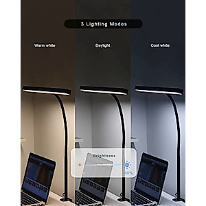 ANINO LED Desk Lamp with Clamp Monitor Light Flexible Gooseneck 3 Color Modes Stepless Dimmable,Clip On Light for Home Office Studio Reading Workbench,Architect Drafting Table Lamp,Easel Light 10W