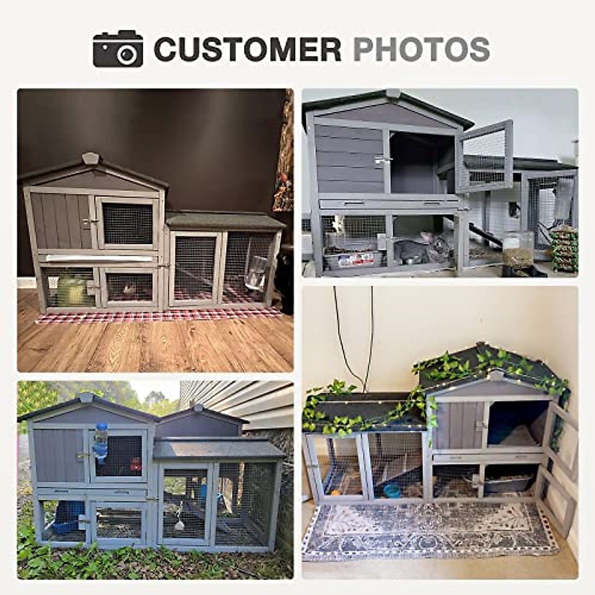 MEDEHOO Chicken Coop Wooden Outdoor Hen House 6 Access Doors Rabbit Hutch with Run, Deeper Leakproof Pull-Out Tray and Weatherproof Roof