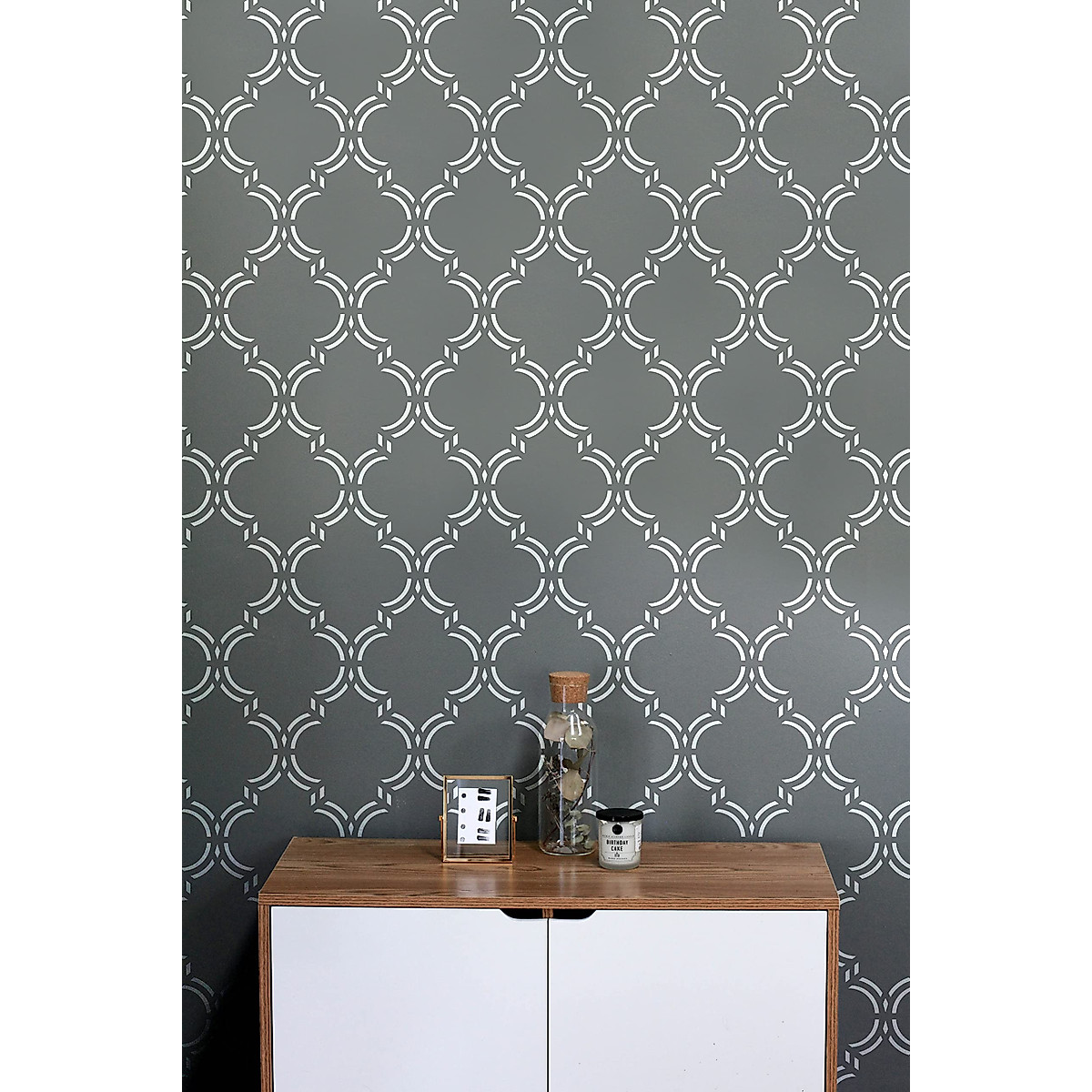 PINKIPO®, Moroccan Elegant, (16"x40") XL Stencil, Ethnic Large Wall Stencil, Classic Geometric Wall Stencils for Painting, Stencils for Walls, Moroccan Wall Stencil