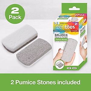 ZenToes Pumice Stones for Feet, Hands and Body - Hard Callus Remover, Exfoliator and Scrubber to Remove Dead Skin for Home Pedicure - 2 Count (Gray)