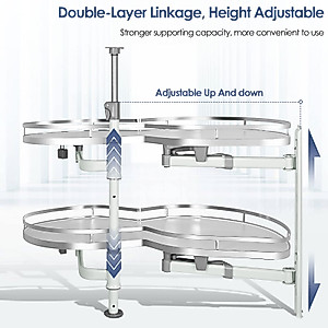 LIVOSA 36" Kitchen Corner Cabinet Blind Pull Out Organizer with 2 Non-slip Tiers Swing Tray and Soft Close, Right Handed Open, White