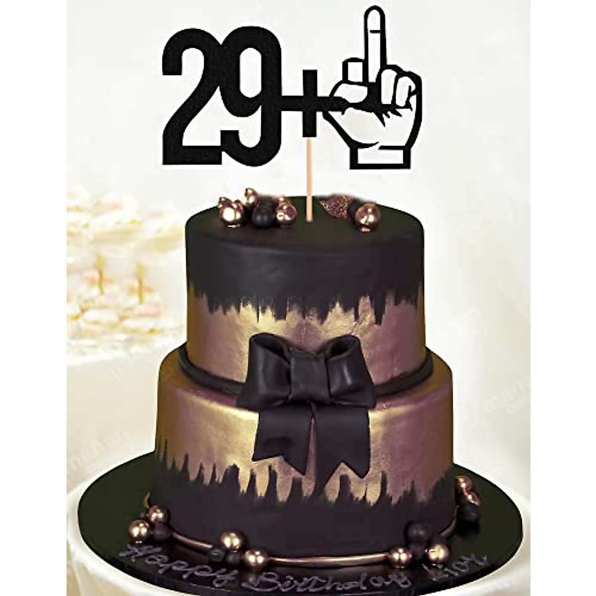 MYAMPED 29+1 Cake Topper - Glitter Black 30th Birthday Cake Decorations, Perfect for Thirty Birthday Party, 30th Anniversary or 30 Fabulous