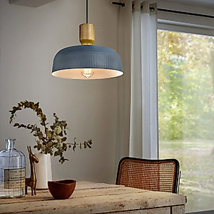 Darkaway Pendant Light Fixtures Ceiling Hanging with Hammered Metal Shade, Modern Pendant Light for Kitchen Island Lighting Hanging Lamp Adjustable Height, Medium