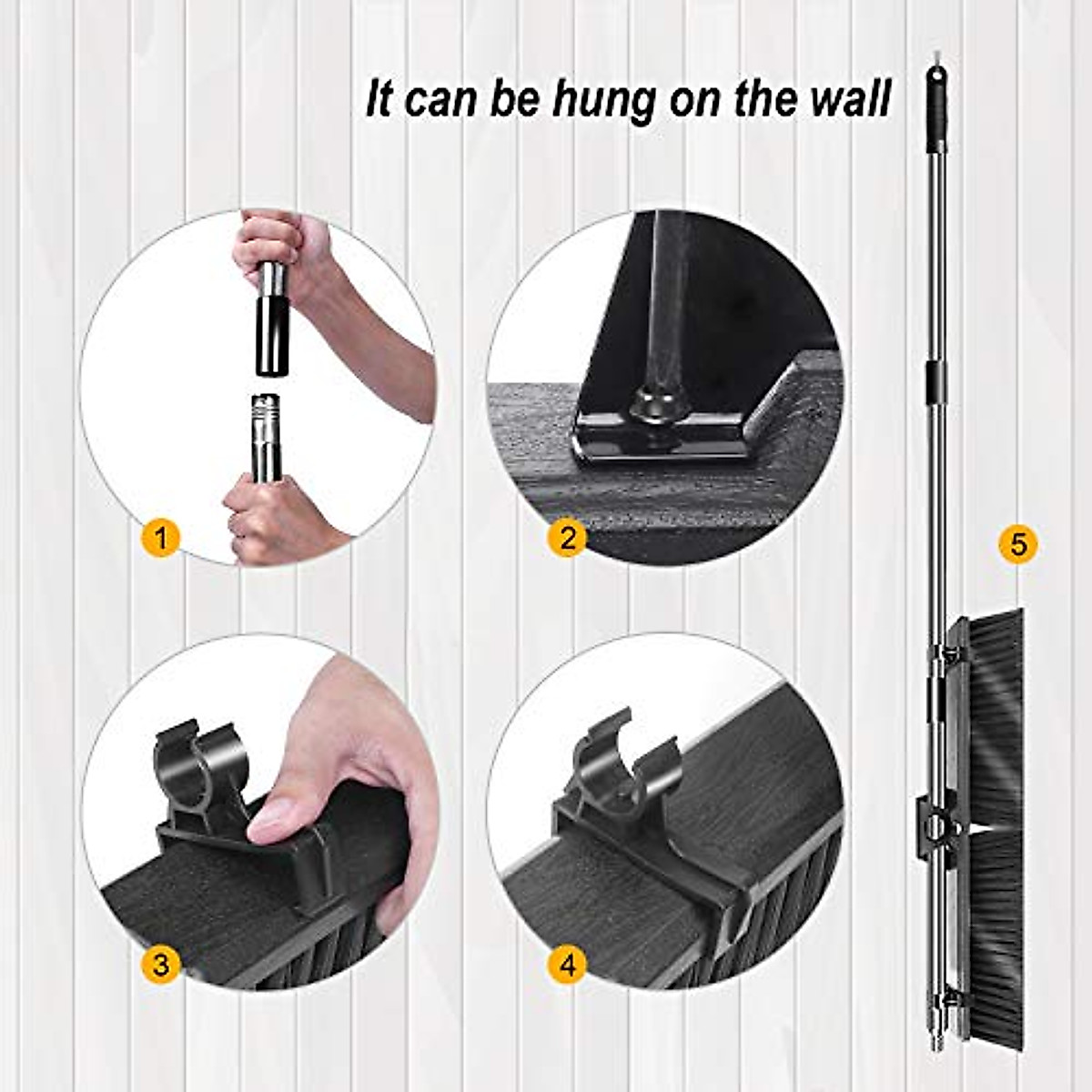 MASTERTOP 24 Inches Push Broom Outdoor, Multi-Surface Outdoor Brooms, Heavy Duty Floor Scrub Brush with Stiff Bristles for Cleaning Patio Garage Deck Yard Patio