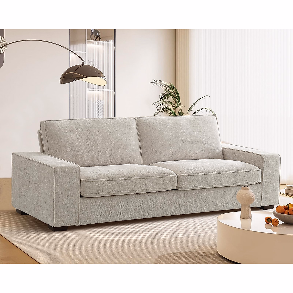 COHOME 89" Loveseat Couch, Chenille Upholstered Comfty Couch with Removable Covers Wide Armrest,Morden Deep Seat Couch for for Living Room,Beige