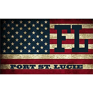 (x3) 2x3 inch Stickers | Reflective Port St. Lucie FL Florida St. Lucie County Vintage US Flag Sticker Graphic - Construction Toolbox, Hardhat, Lunchbox, Helmet, Mechanic, Luggage