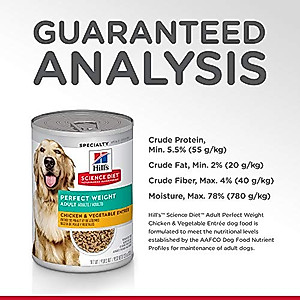Hill's Science Diet Wet Dog Food, Adult, Perfect Weight for Weight Management, Chicken & Vegetable Recipe, 12.8 oz. Cans, 12-Pack