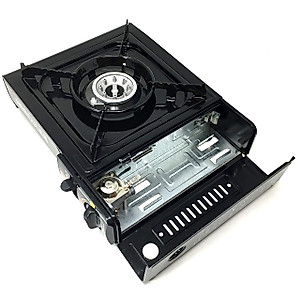 Portable Outdoor Camping Butane Gas Stove Full Stainless Steel Body with Electronic Ignition and Carrying Case