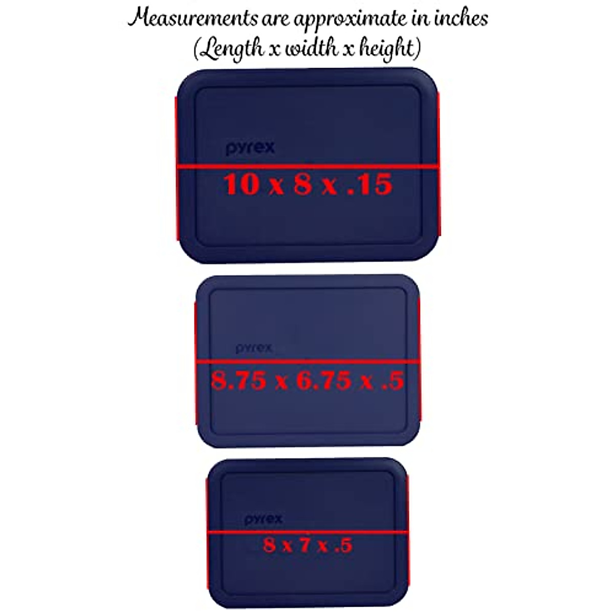 Pyrex Blue Lid Bundle: (1) 7210-PC 3-cup Lid, (1) 7211-PC 6-cup Lid, (1) 7212-PC11-cup Lid