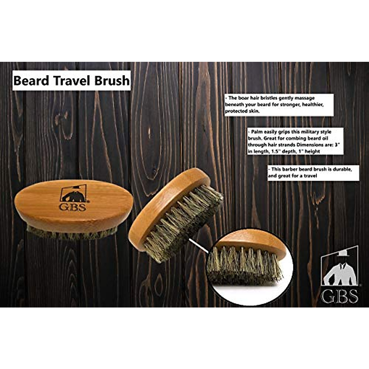 G.B.S Beard Brush Boar bristle for Men Wooden Made With Firm Bristles for Grooming and Soften Your Facial Hair- Professional Beard Brush for Stylish Beard
