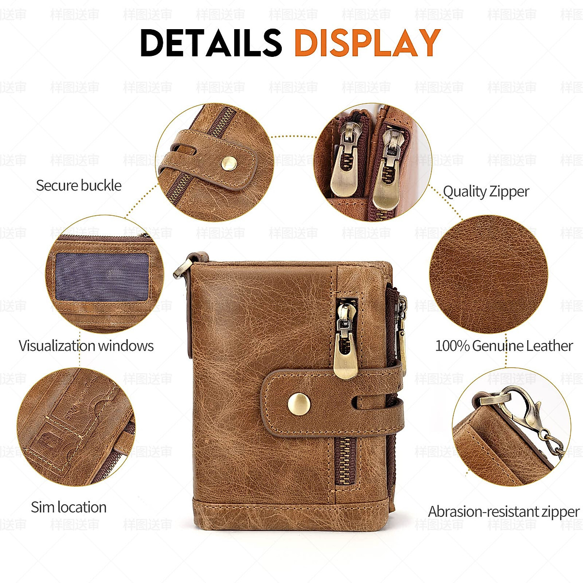 Alkenred Vintage Small Women's wallet RFID Blocking Chain ladies purse leather (brown)