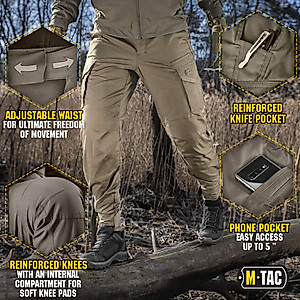 M-Tac Aggressor Flex - Tactical Pants - Men Cotton with Cargo Pockets (Olive Dark, W32 / L30)