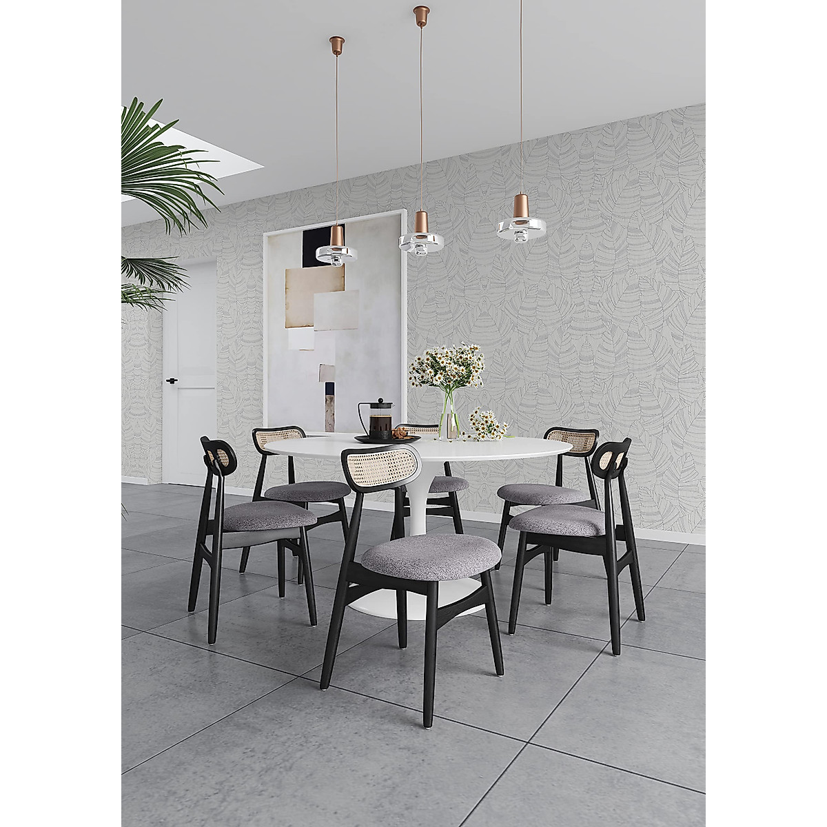 Manhattan Comfort Peel and Stick Wallpaper, Quick and Easy Self Adhesive Removable Decorative Design for Wall Covering, Cabinets, Drawers, Shelves, Crafts, 18 Ft. x 20.5 in., Floral Leaf