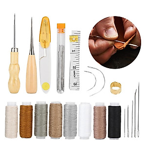 [Premium Leatherworking Tools DIY Set - Includes Thread Awls & Accessories - Complete Leather Craft Supplies for Beginners - Leather Stitching Kit and Craft Starter Set]
