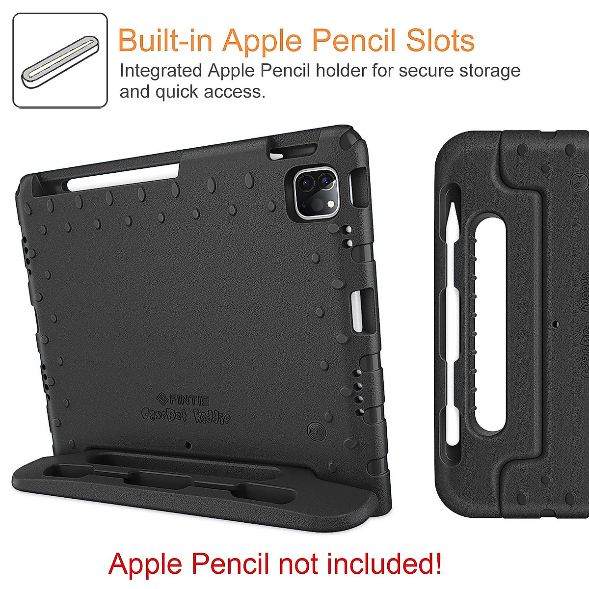 Fintie Case for iPad Air 5th / 4th Generation (2022/2020) 10.9 Inch, iPad Pro 11" (4th/3rd/2nd Gen)- Kiddie Lightweight Shockproof Kids Friendly Stand Cover, Pencil Holder, Black