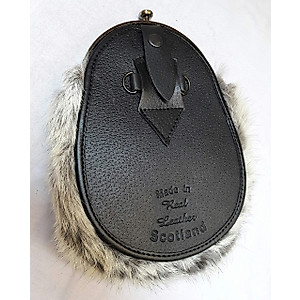 Generic Men's Scottish Kilt Dress Sporran Rampant Lion Cantle & Tassels Caps (free belt), Gray, Standard