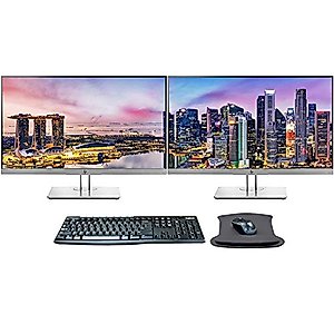 HP EliteDisplay E243 24 Inch 1920 x 1080 (1FH47A8) Full HD IPS LED-Backlit LCD 2-Pack Monitor Bundle with HDMI, VGA, DisplayPort, MK270 Wireless Keyboard and Mouse Combo, and Gel Mouse Pad
