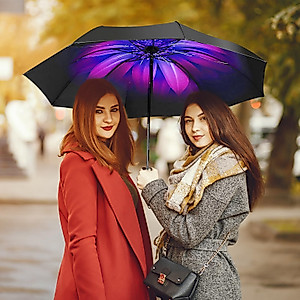 LLanxiry Compact Travel Umbrella,Windproof Waterproof Stick Umbrella Anti-UV Protection Golf Umbrellas(Orchid)