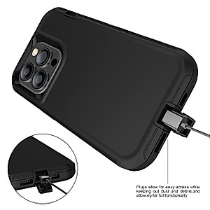 MXX Heavy Duty Made for iPhone 14 Pro Max Case with Tempered Glass Screen, Camera Lens Protector 3-Layer Full Body Protection Shockproof Dustproof Cover for 14 pro max Phone Case 6.7" (Black)