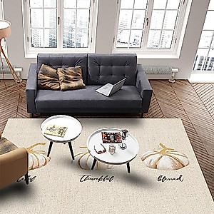 2'x3' Thanksgiving Area Rug,Outdoor Indoor Washable Carpet Area+Rug for Living Room,Kids/Boys/Girls Bedroom,Bathroom,Classroom,Kitchen,Hallway,Throw Floor Mat Luxurious White Gold Pumpkins Watercolor