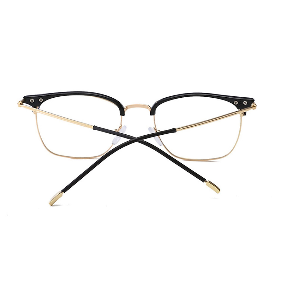 Shiratori Vintage Retro Half Frame Horn Rimmed Optics 43mm Clear Lens Glasses Gold