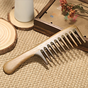 BESTOOL Wide Tooth Comb, Extra Large Natural Sandalwood Wide Tooth Comb Detangler for Curly Long Thick Wet or Dry Hair Anti-static