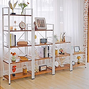 Crofy 5 Tier White Bookshelf, Real Wood Bookshelf Simply Assembled in 10 Minutes, Metal Book Shelf for Storage, Bookcase for Office Organization and Storage, 12.6 D x 23.62 W x 64.17 H Inches