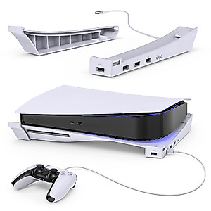 MENEEA 2 Pack 10FT Charger Charging Cable for PS5 Controller and Horizontal Stand for PS5 Console with 4-Port USB Hub