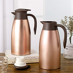 68oz Coffee Carafe Airpot Insulated Coffee Thermos Urn Stainless Steel Vacuum Thermal Pot Flask for Coffee, Hot Water, Tea, Hot Beverage - Keep 12 Hours Hot, 24 Hours Cold -Gold