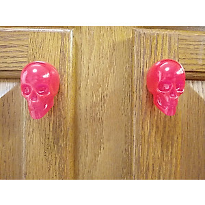 Pink Skull Cabinet Knobs/Drawer Knobs (Black Light Activated) (Set of 2)