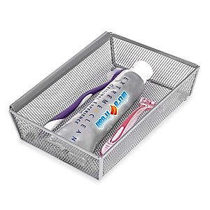 Smart Design Drawer Organizer - (9 x 6 Inch) - Steel Metal Mesh Tray - w/ Interlocking Arm Connection - Utensils, Silverware, Organization - Kitchen [Silver]