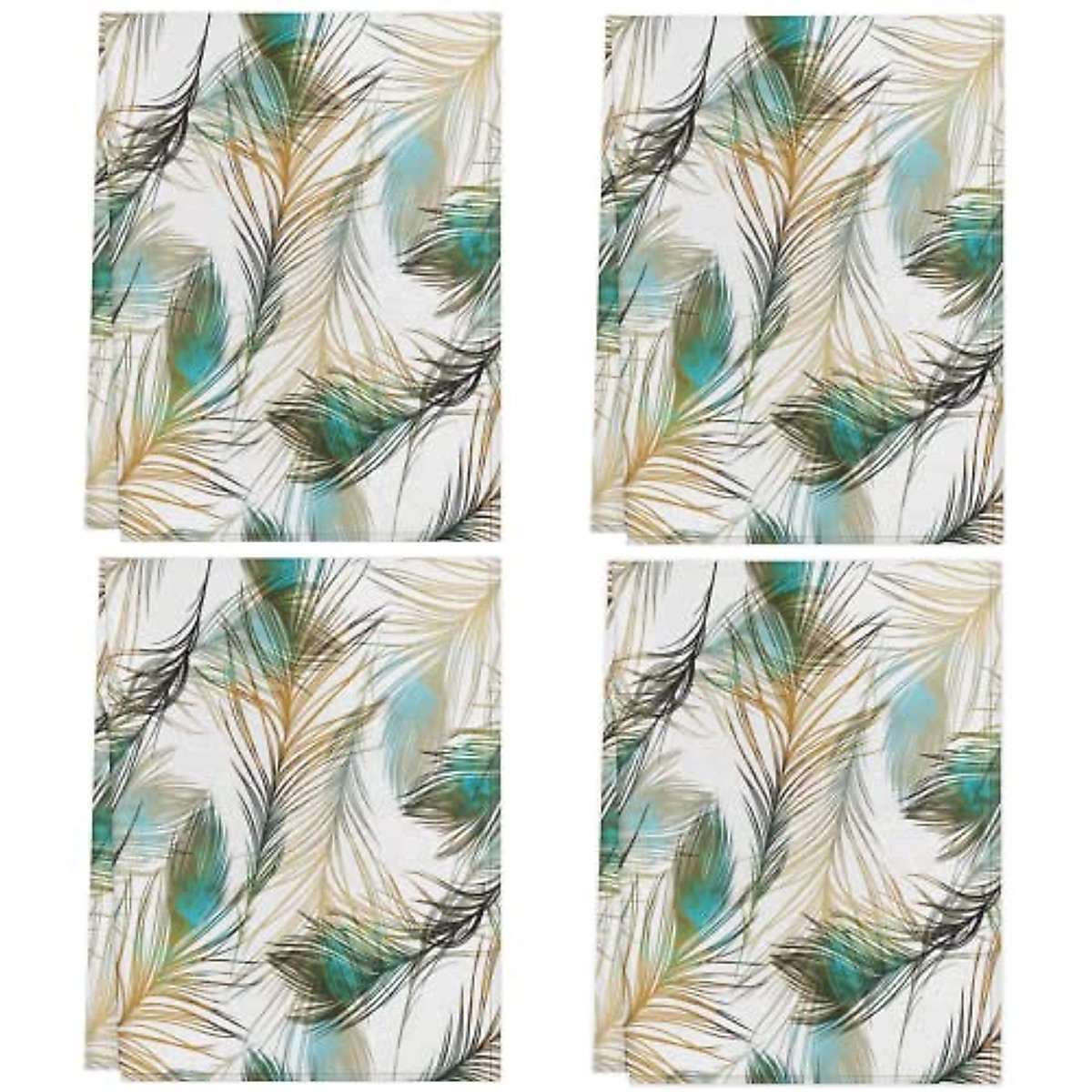 AUUXVA Kitchen Dish Towels Set of 6 Peacock Feather Art Painting Kitchen Towels Absorbent Dishcloths Tea Towels Hand Towels with Hanging Loop for New Home Decor Housewarming Gift
