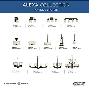 Alexa Collection 5-Light Etched Umber Linen with Clear Edge Glass Modern Chandelier Light Antique Bronze