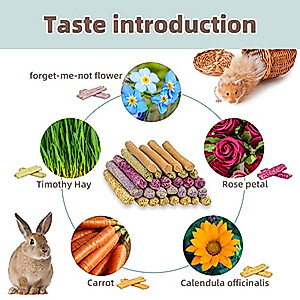 HOORITO 20Pcs Natural Flowers Flavored Timothy Hay Sticks,Rabbit Chew Toys for Teeth,Guinea Pig chew Sticks,Perfect Chew Toys for Bunny Hamsters Chinchillas Guinea Pigs Rats Gerbils (20-Pack)
