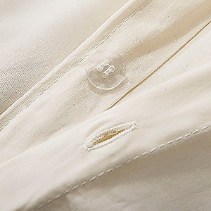 Merryfeel Cotton Duvet Cover Set,100% Cotton Embroidery with lace Duvet Cover Set- Cream- Full/Queen