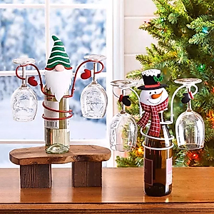 Christmas Holiday Wine Bottle Glass Holders, Snowman Santa Claus Gnome Organizer Rack, Christmas Home Decor Kitchen Storage Bar, Wine Cellar, Cabinet, Pantry,Rack Bar (Set of 3)