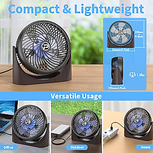 PELANZENHAU 8 inch Table Fan with Remote, USB Powered Desk Fan with RGB Light & Timer, 3 Strong Speeds & 360° Pivot Adjustable, Desktop Air Circulator Fan for Home Office Dorm RV Bedroom Travel