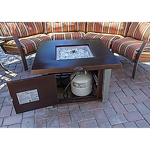 Hiland GSF-DGHSS Decorative Propane Fire Pit, 40,000 BTU, Square, Bronze and Stainless Steel