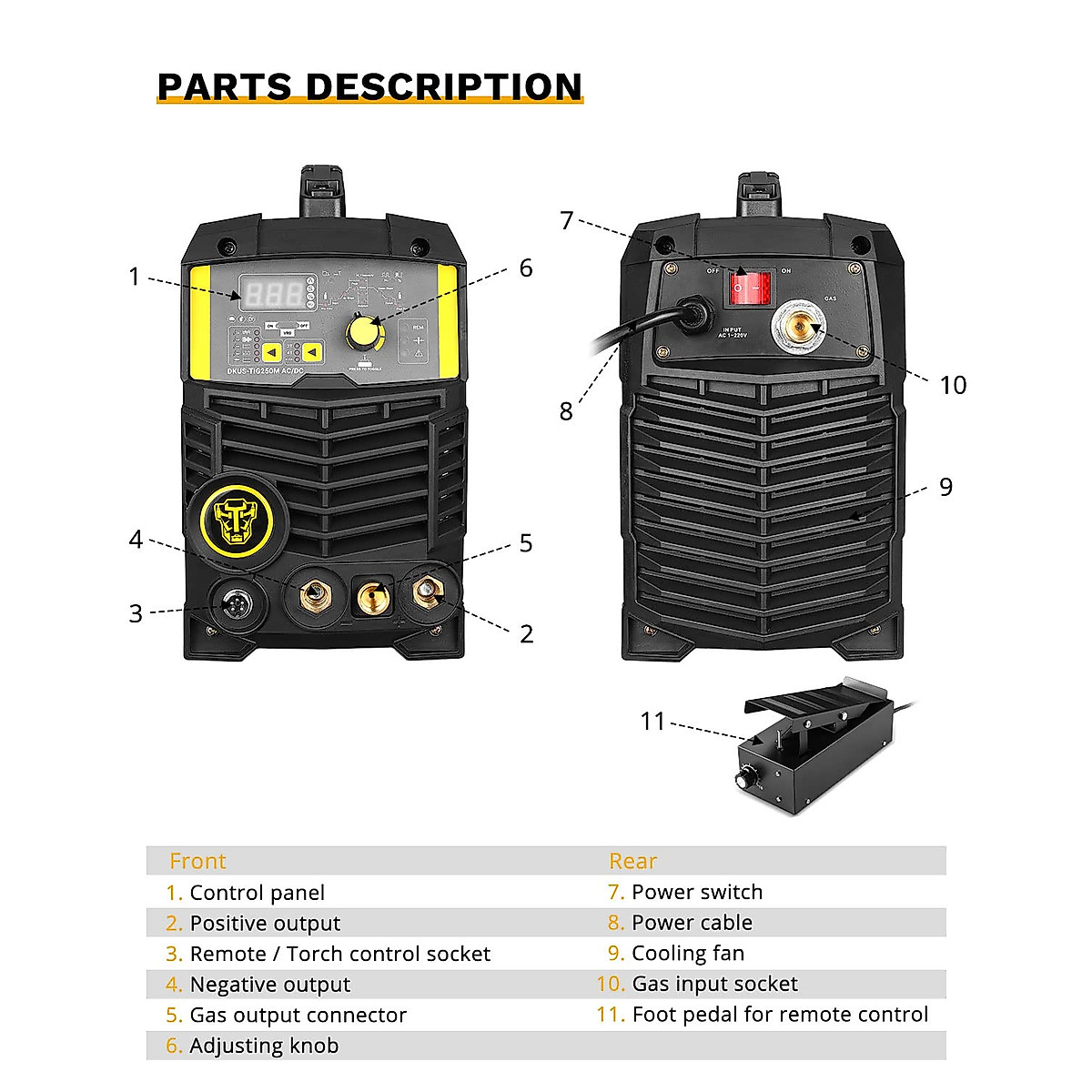 DEKO AC/DC Inverter TIG/MMA Welder,250A Fully Digital Welding Machine with Foot Pedal,IGBT,VRD Function for Carbon Steel,Stainless Steel,Copper,Aluminum and Aluminum Alloys…