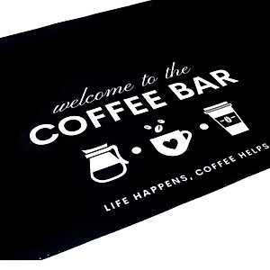 Coffee Mat, Coffee Bar Mat for Coffee Bar Countertop , Coffee Pot Mat for Countertop & Coffee Spills, Coffee Mat for Coffee Station Organizer, Coffee Maker Mat Black Coffee Mat