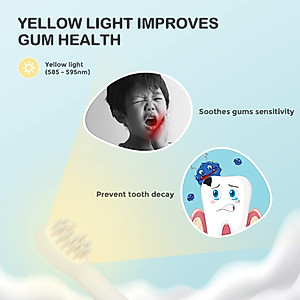 ARPHA Kids Electric Toothbrushes Age 1-8, Rechargeable Toddler Timer Toothbrush with 3 Kid-Sized Brush Heads, Yellow Light Technology, Blue Dinosaur Package