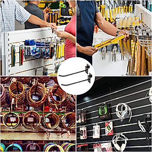 32Pack Slatwall Hooks, 8” Heavy Duty Panel Display Hooks, Commercial Grade Slat Board Hooks for Panel, 1/8” Thickness Metal Slatwall Deluxe Hooks for Garage Shop Retail Display, Black