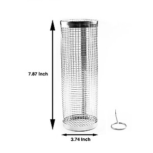 Rolling Grilling Baskets for Outdoor Grilling,BBQ Rolling Grill Basket,Grilling Basket,Rolling Grill Baskets for Outdoor Grill Vegetables,French Fries,Seafood,Meat (11.8X 3.74 inch) (Size : 2PCS 7.87